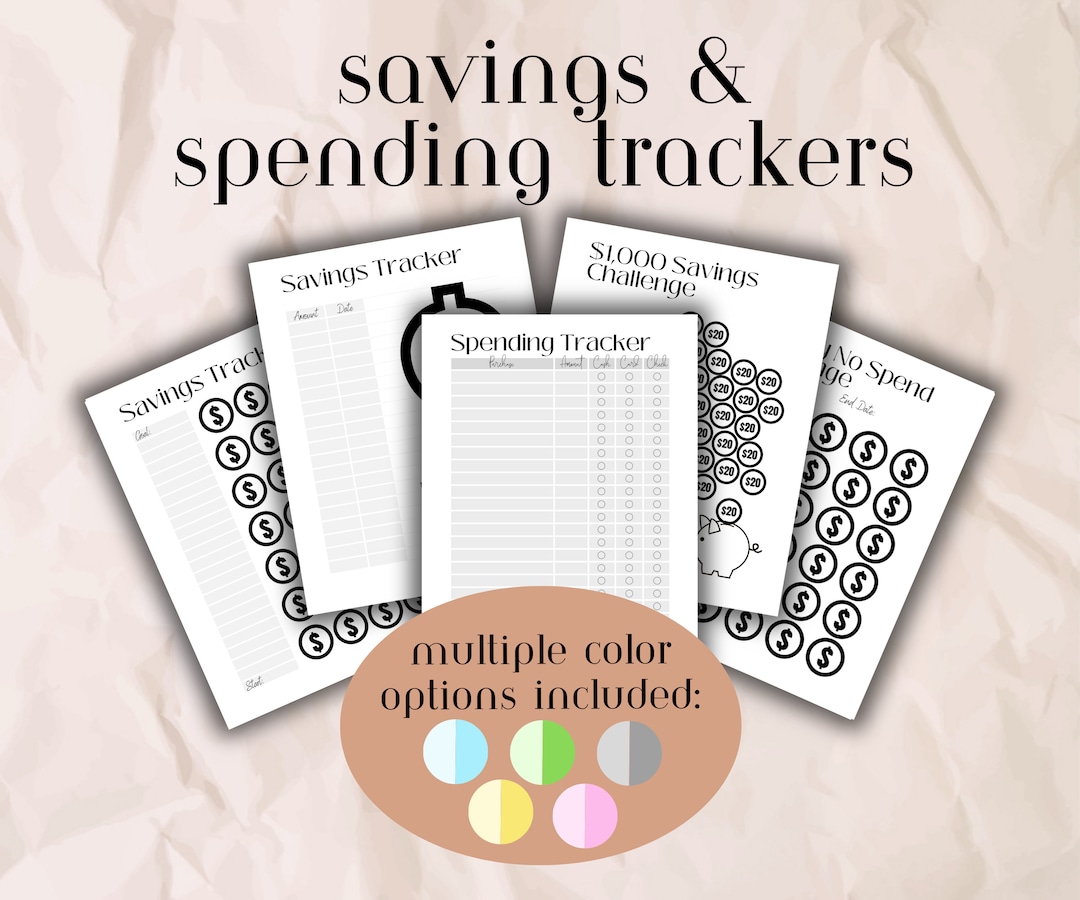 Printable Savings Templates, Spending Tracker, Money Saving Challenge ...