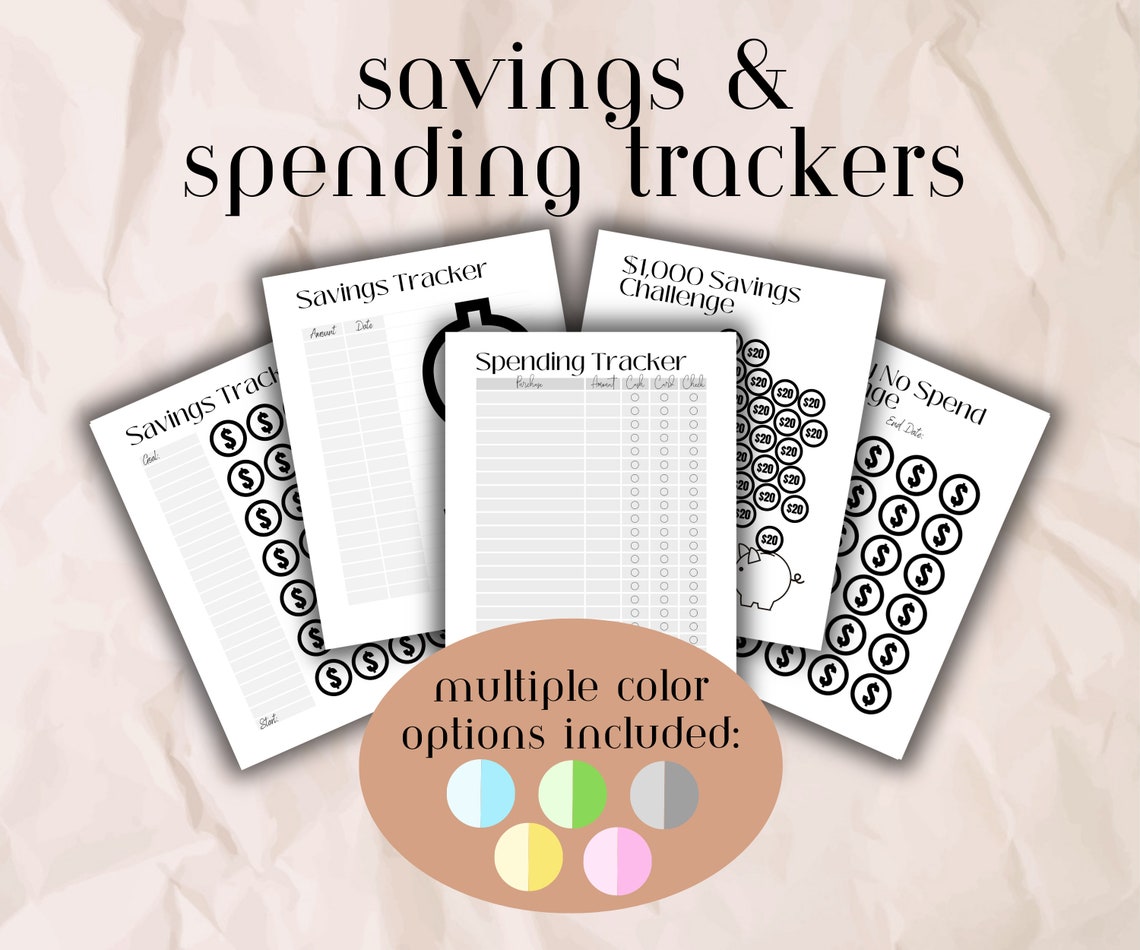 Printable Savings Templates, Spending Tracker, Money Saving Challenge ...