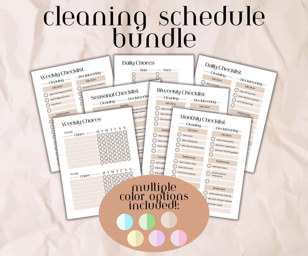 Printable Cleaning Schedule Pack, Chore Schedules, Seasonal Cleaning ...