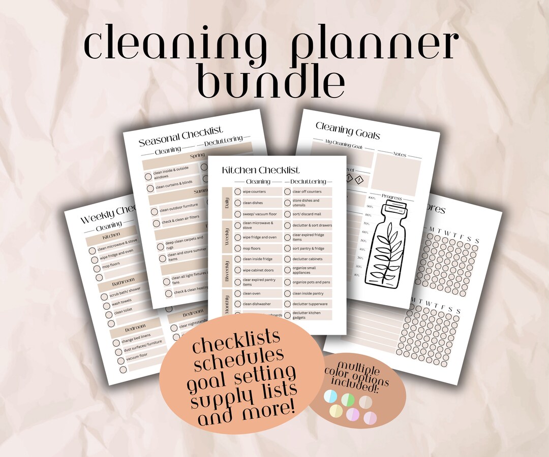 Cleaning Planner Bundle, Cleaning Checklist, Cleaning Schedule, Chore ...