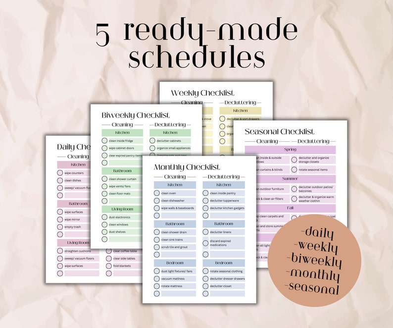 Cleaning Schedule Printable Pack, Chore Schedules, Seasonal Cleaning ...