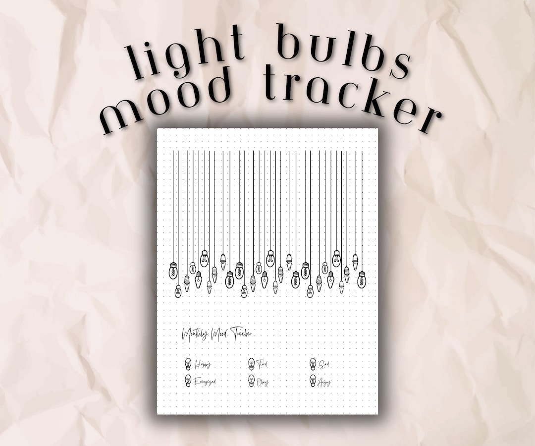 Light Bulbs Daily Mood Tracker Printable, Monthly Mood Log, Mood Track ...