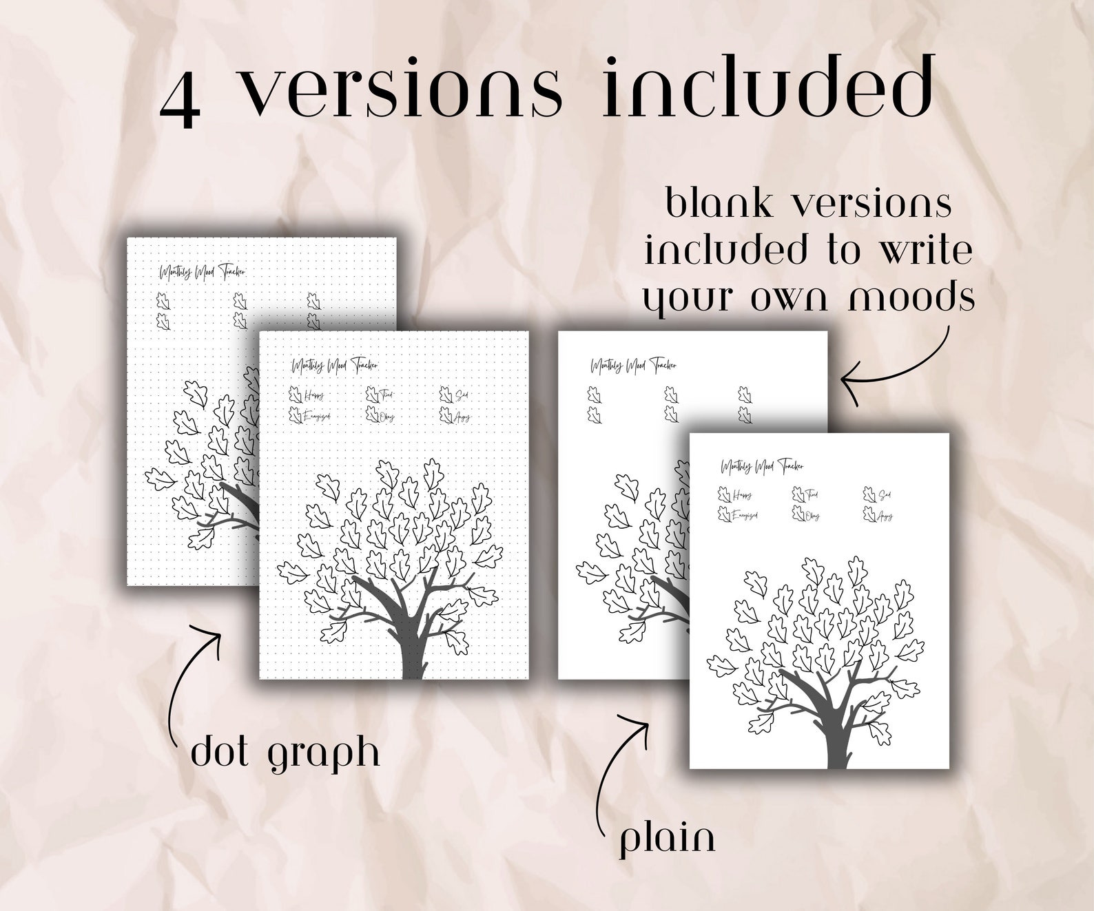 Fall Leaves Mood Tracker Printable, Monthly Mood Log, Mood Track Bullet ...