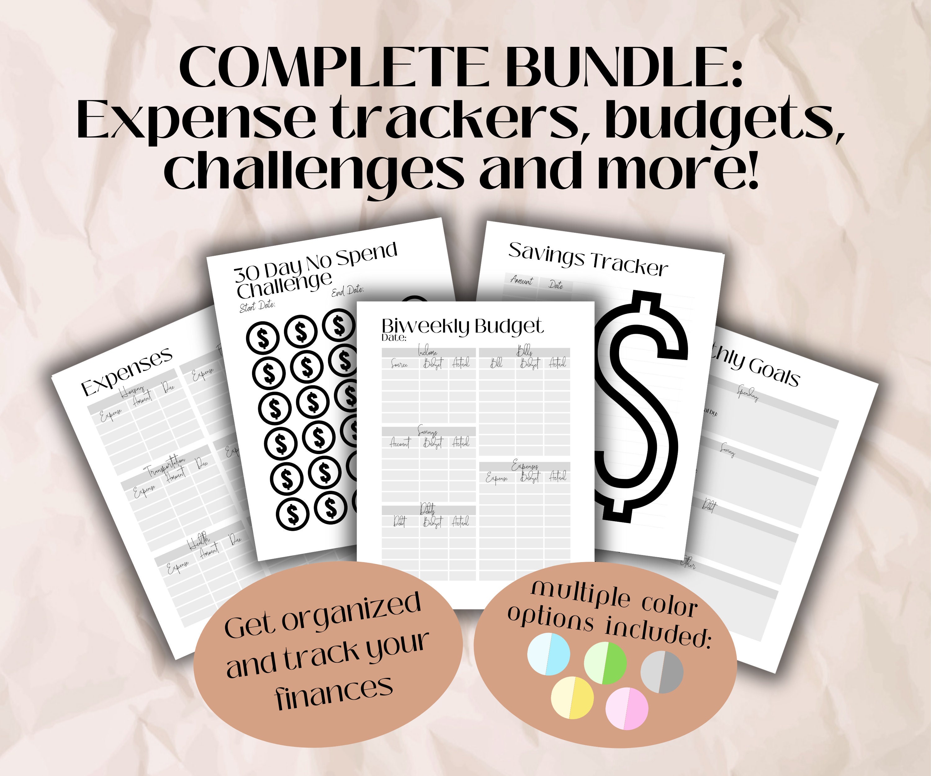 Printable Finance Tracker Bundle, Bill Tracker, Expense Tracker, Budget ...
