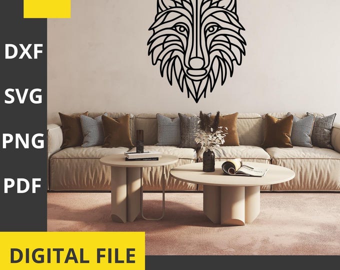Geometric Wolf Head – Laser Cut Files, Metal Wall Art SVG, DXF, PNG ...