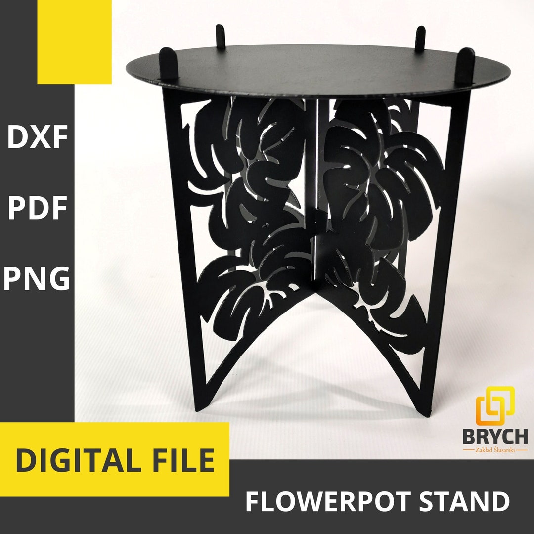 Decorative Flowerpot Stand, Monstera Leaves, DXF File for CNC Cutting ...