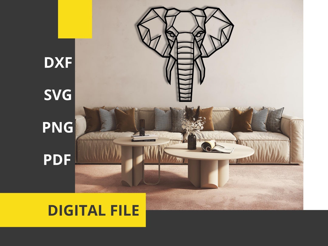 Geometric Elephant – Laser Cut Files, Metal Wall Art SVG, DXF, PNG, Pdf ...