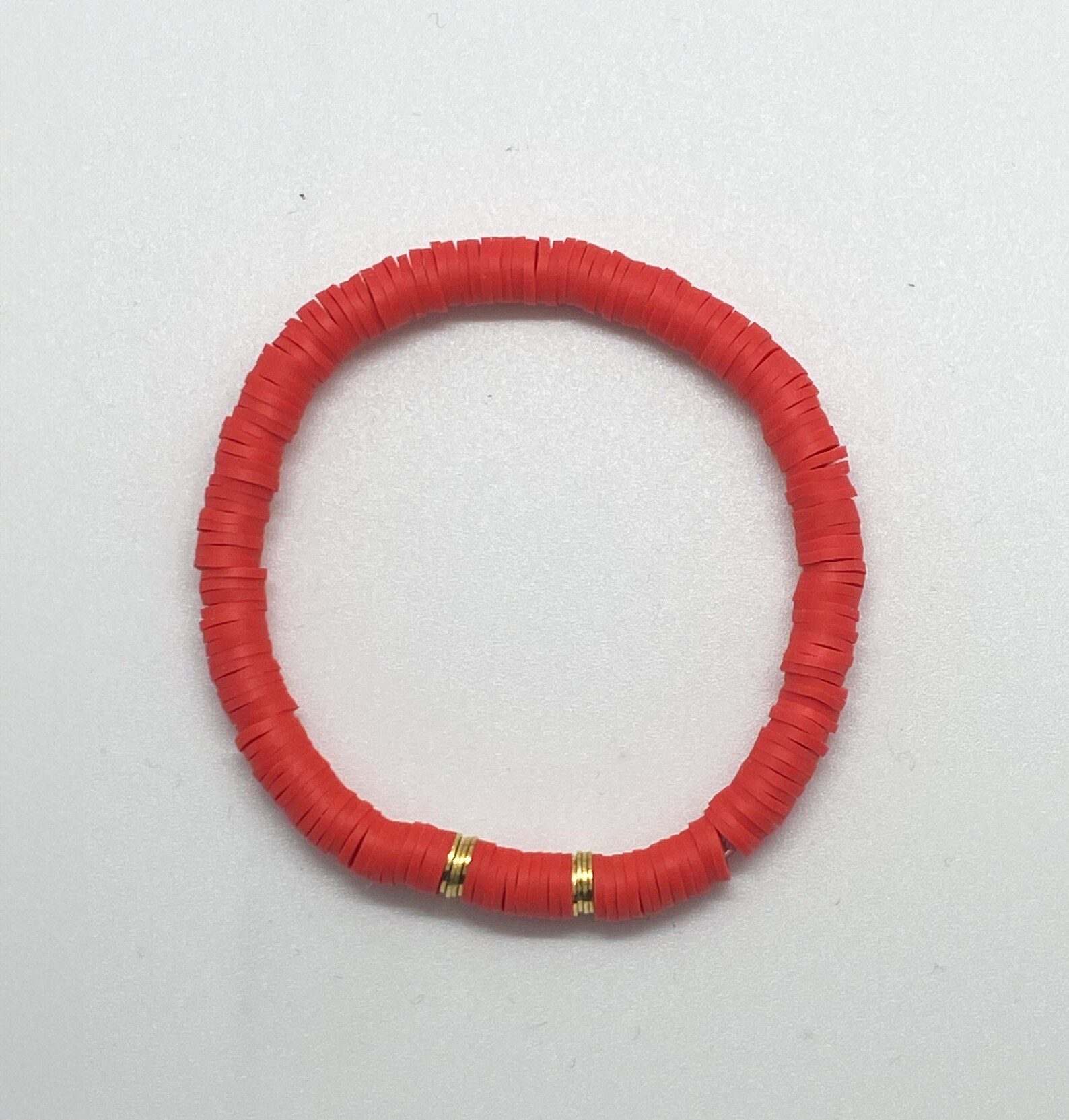 Handmade Red Clay Beads With 18K Gold Filled Beads - Gold Plated Heart ...