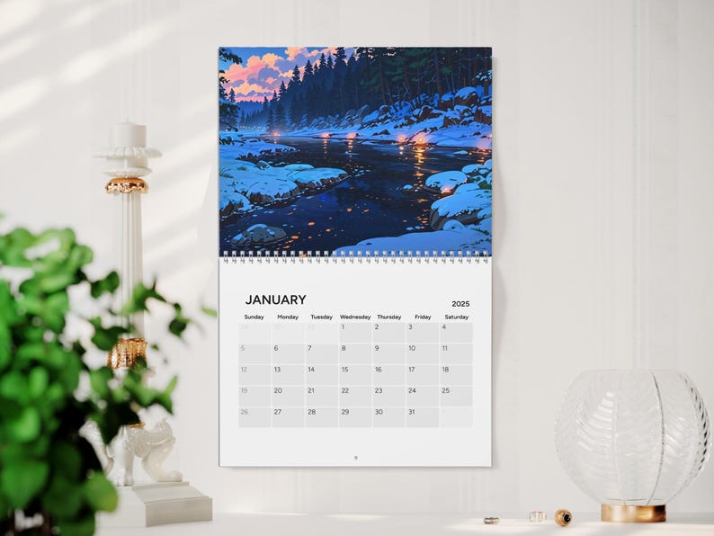 2025 Lofi Anime Aesthetic Calendar Dreamy Landscape Wall Calendar With ...