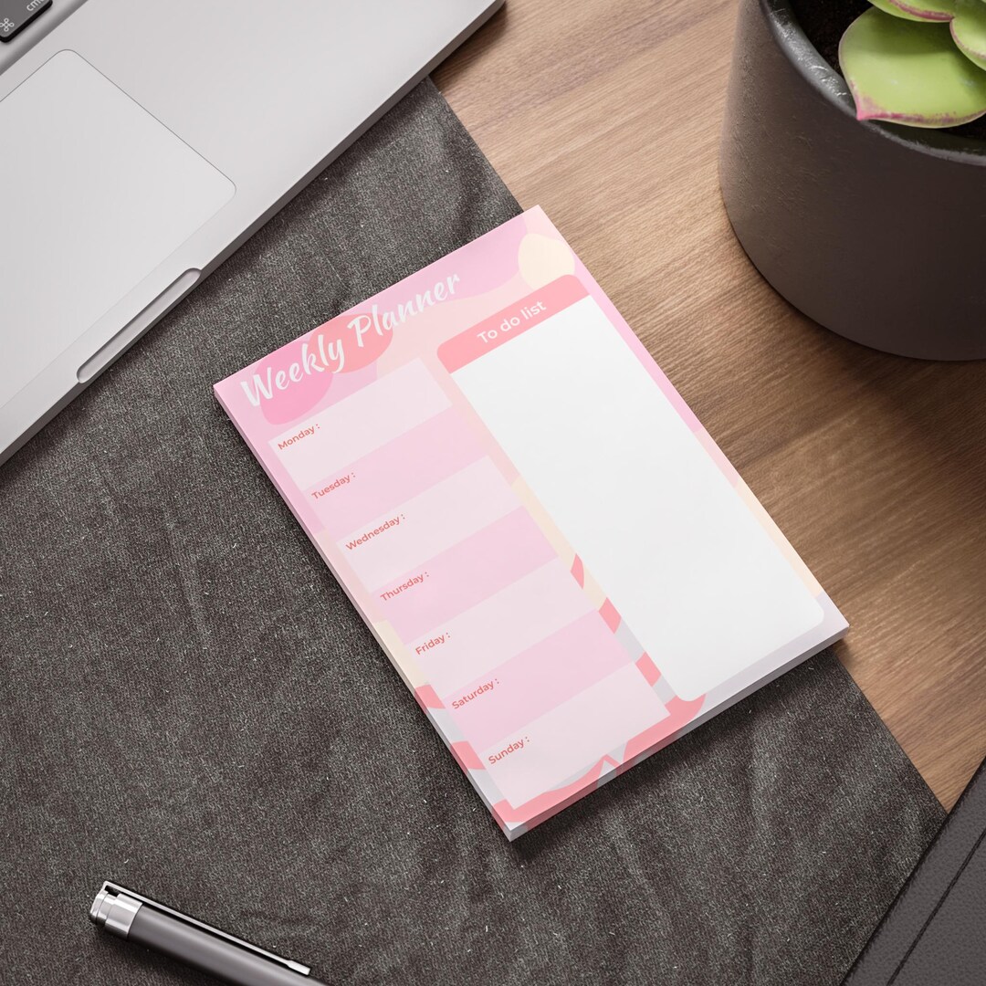 Weekly Planner Sticky Notes Pastel Pink Stationery for Journals, Desk ...