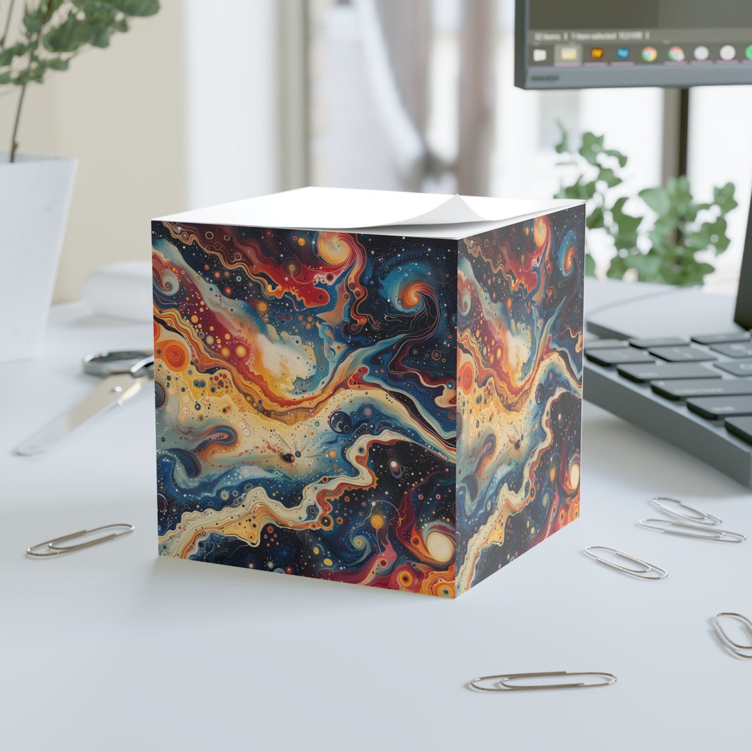 Spiral Galaxy Art Note Cube Inspiring Celestial Desk Accessory for ...