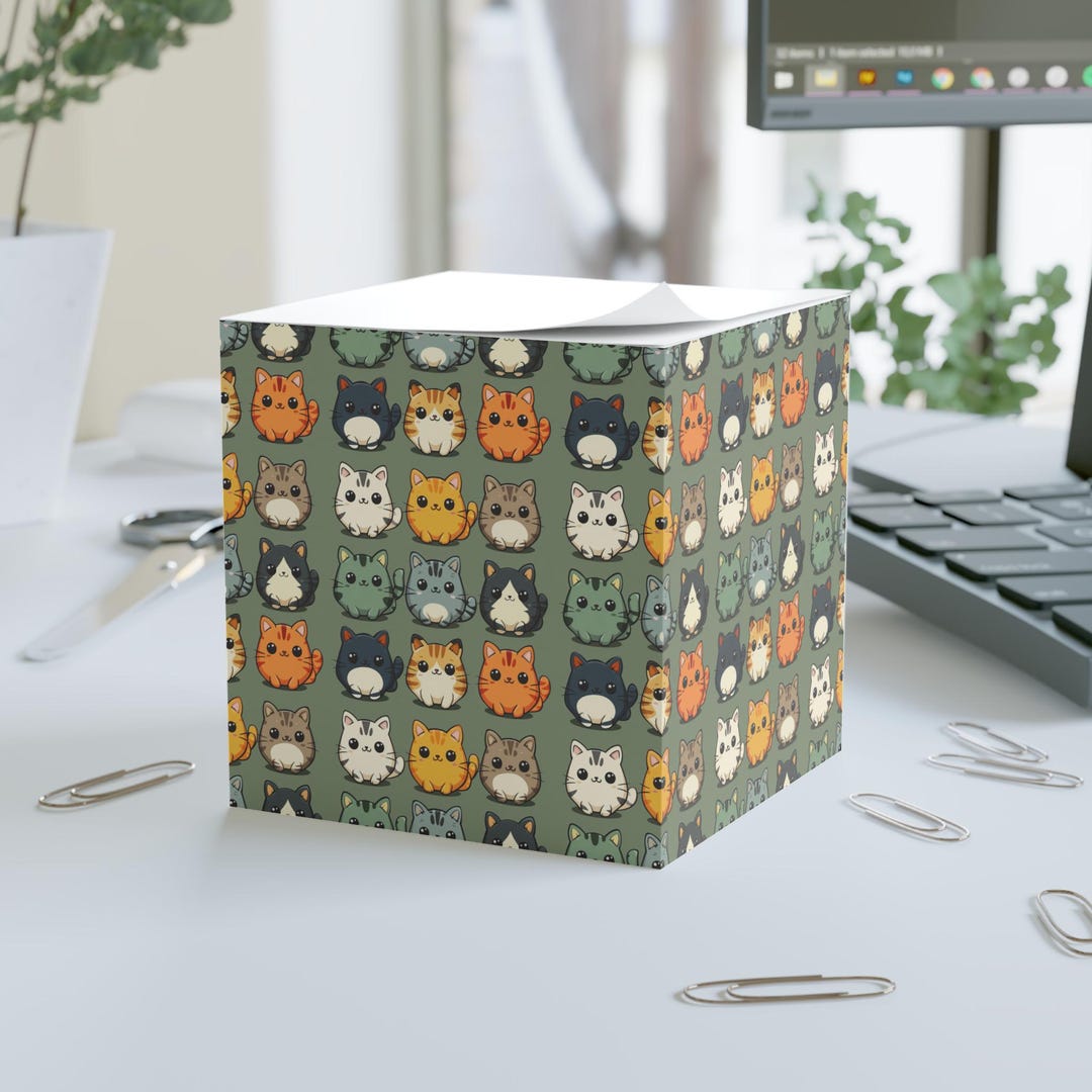 Retro Cat Faces Note Cube Artistic Cat-themed Sticky Memo Pad for ...