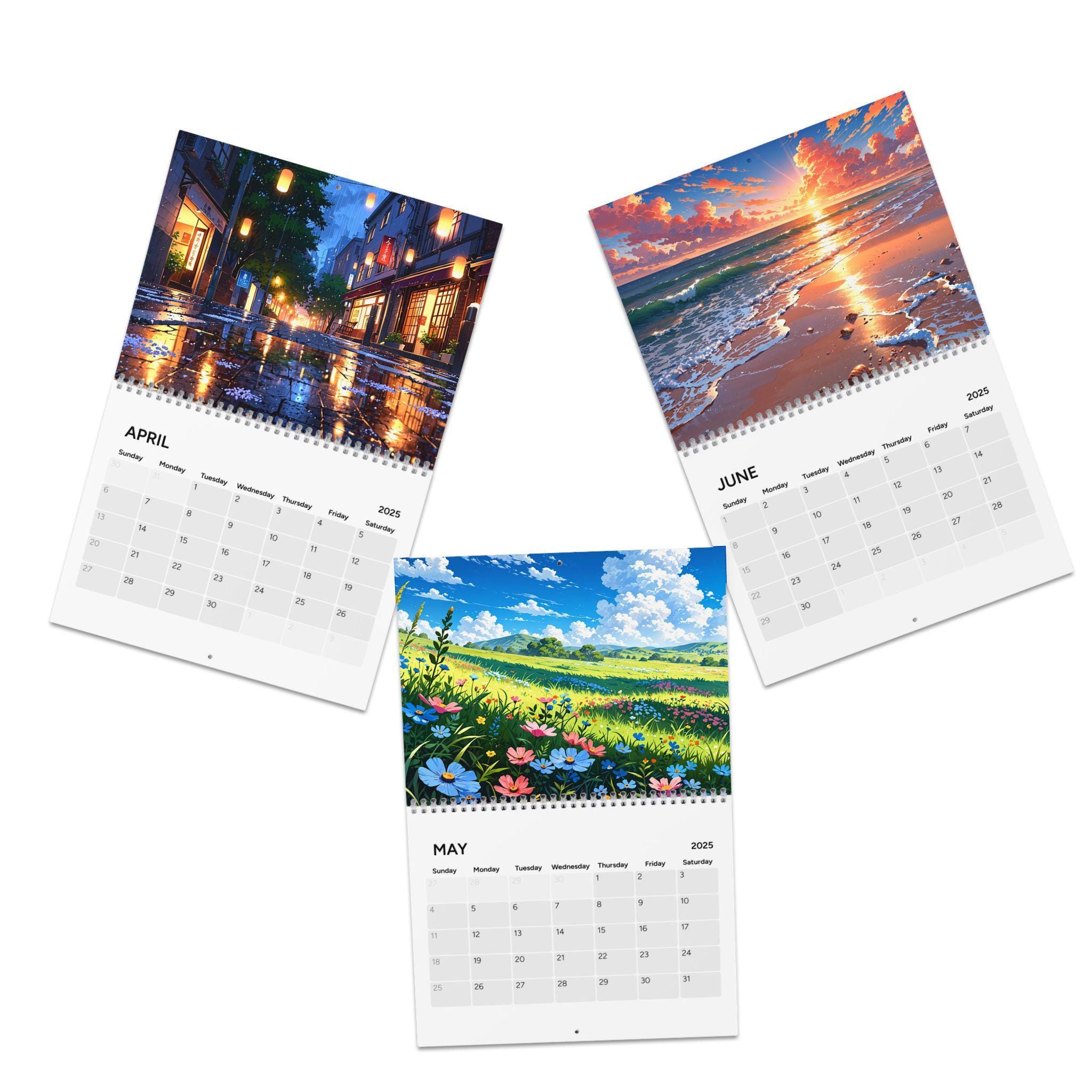 2025 Lofi Aesthetic Calendar With Scenic Winter and Spring Landscapes ...