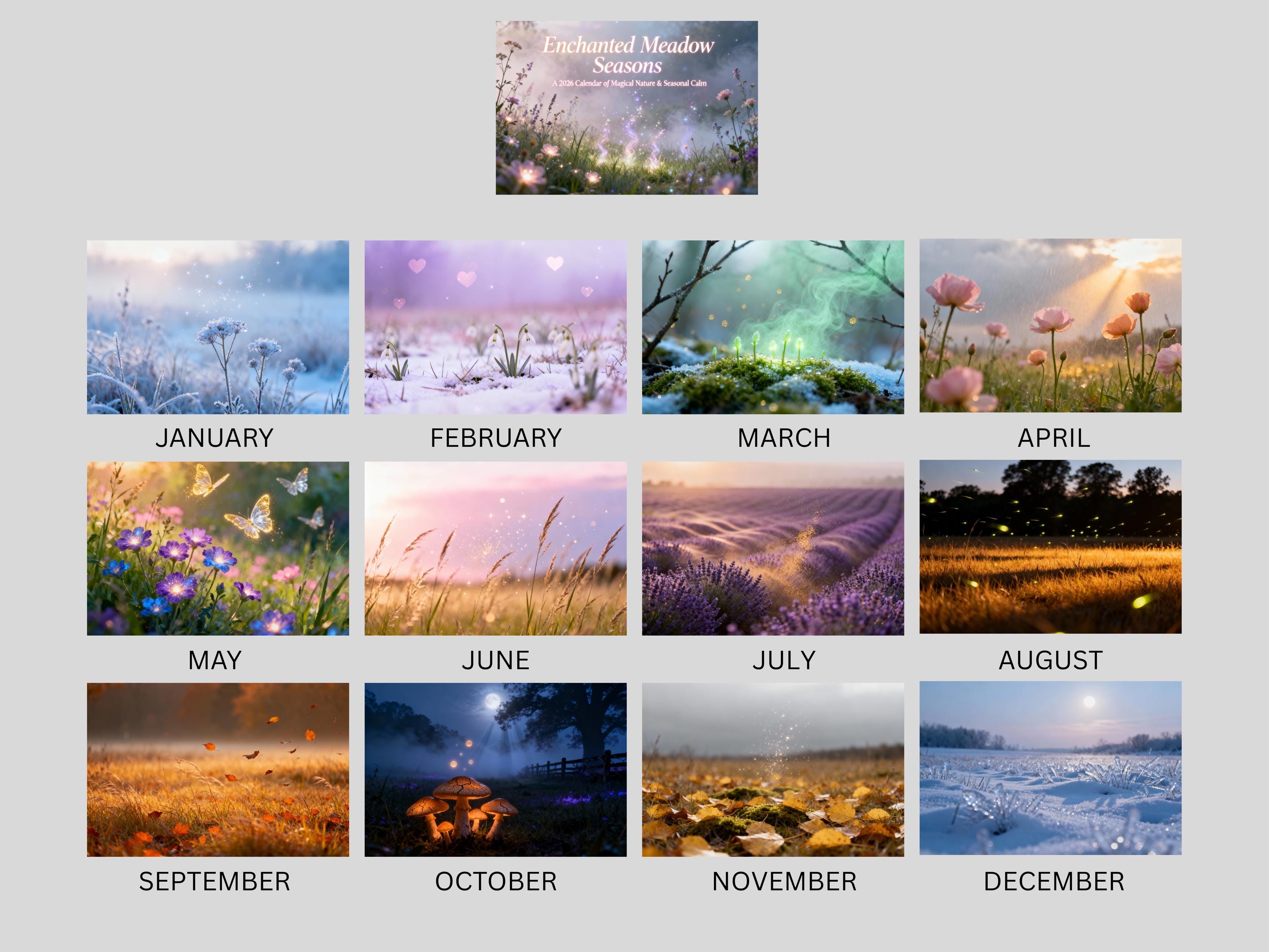Enchanted Meadow Seasons 2025 Calendar | Magical Nature Art Print ...