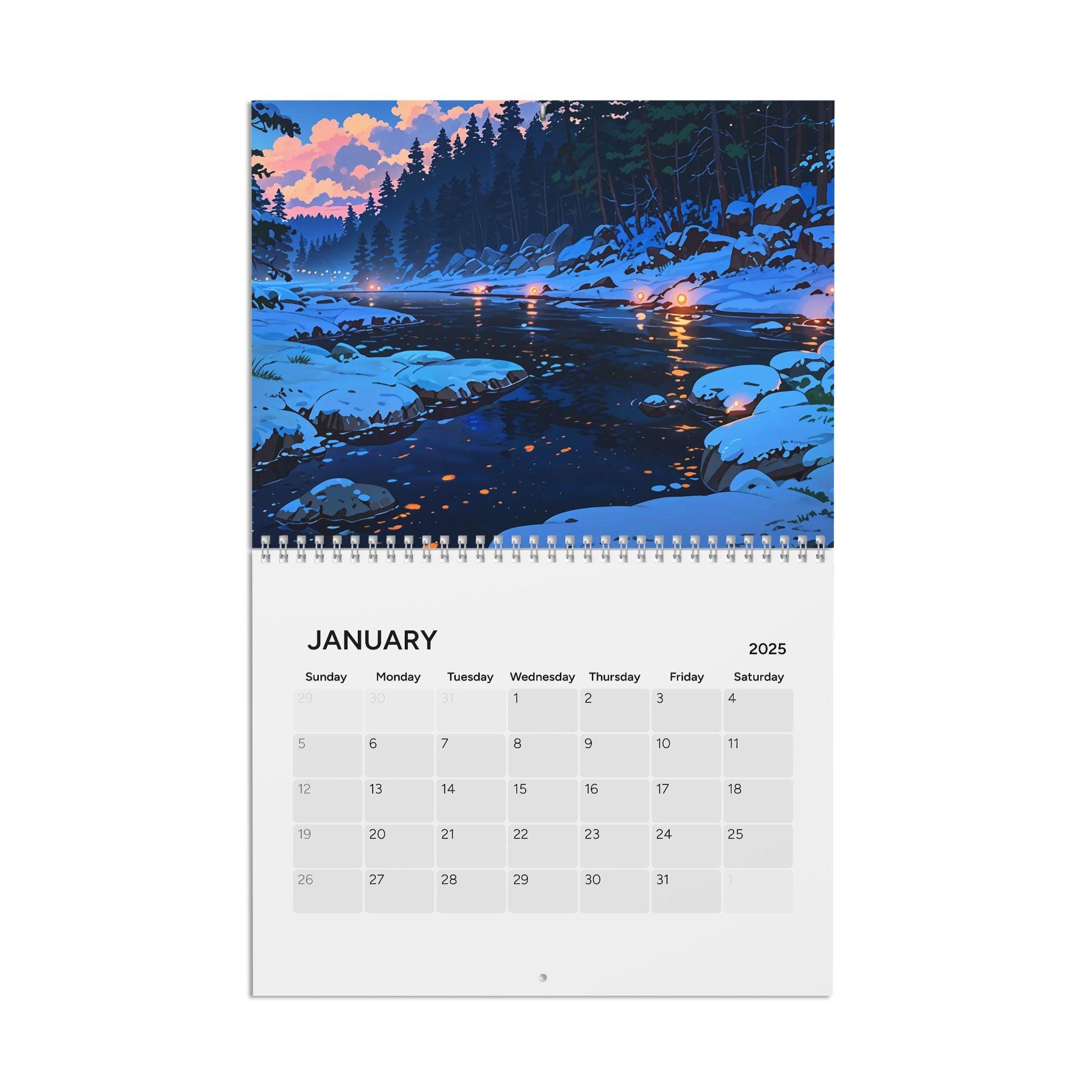 2025 Lofi Anime Aesthetic Calendar Dreamy Landscape Wall Calendar With ...