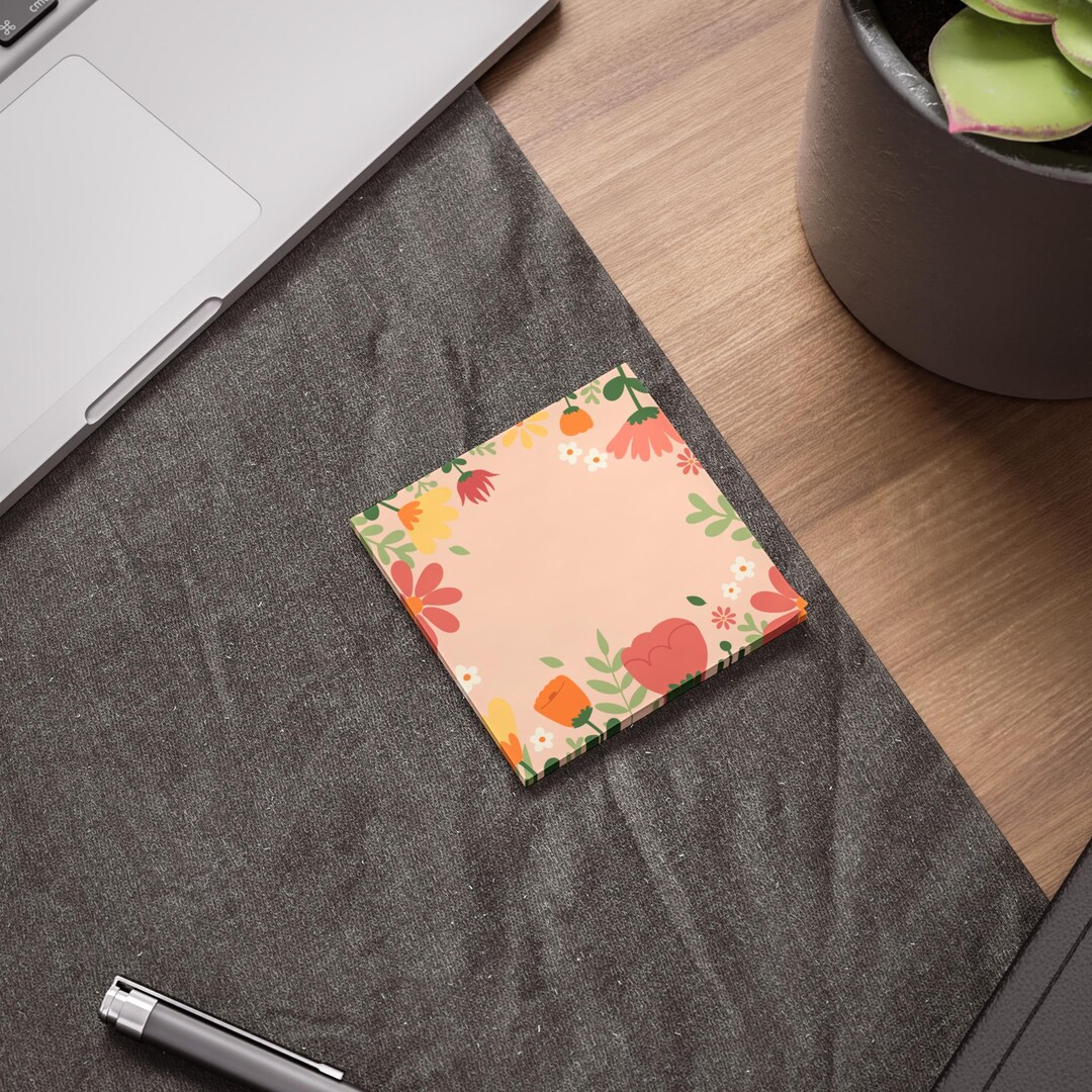 Peach Floral Sticky Notes | Aesthetic Flower Memo Pad for Journaling ...