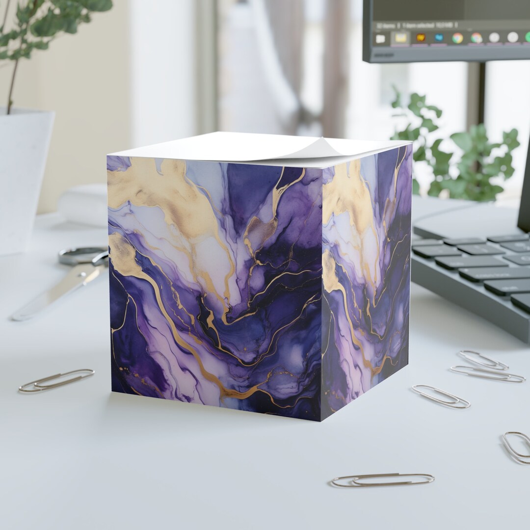 Midnight Indigo Note Cube, Desk Decorations, Sticky Notes, Post It ...