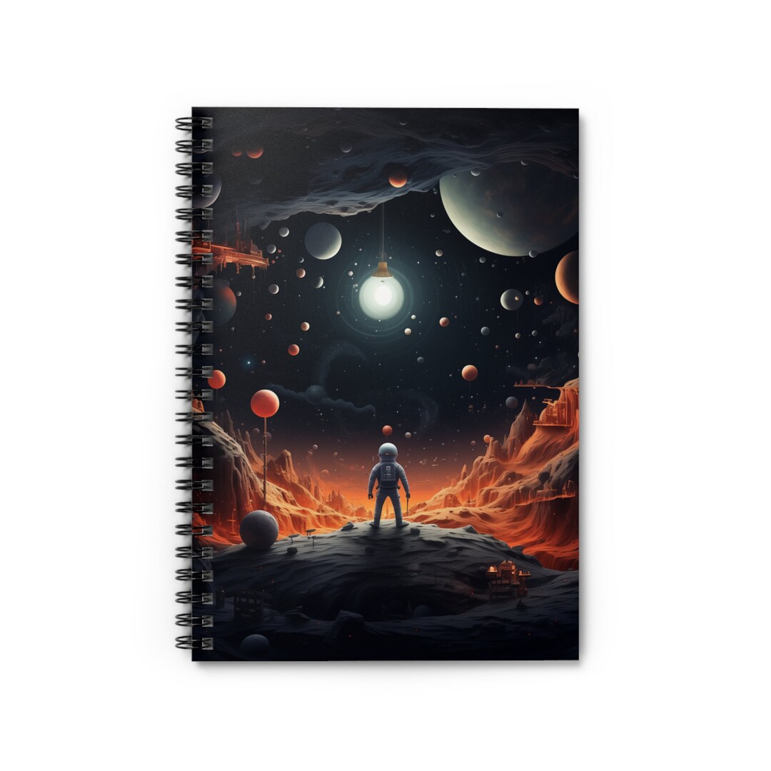 Standing Astronaut Spiral Notebook, Ruled Lines Journal, Stationery ...