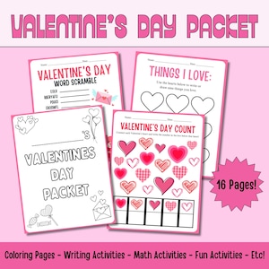 Valentine's Day Worksheet Packet - Includes 16 Pages of Activities ...