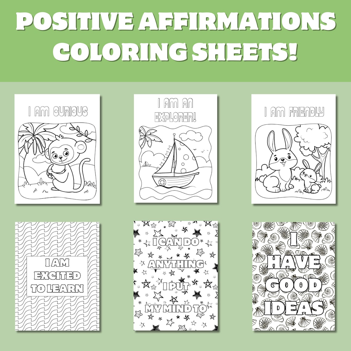 Positive Affirmations Coloring Sheets - 24 Positive Self-talk Coloring ...