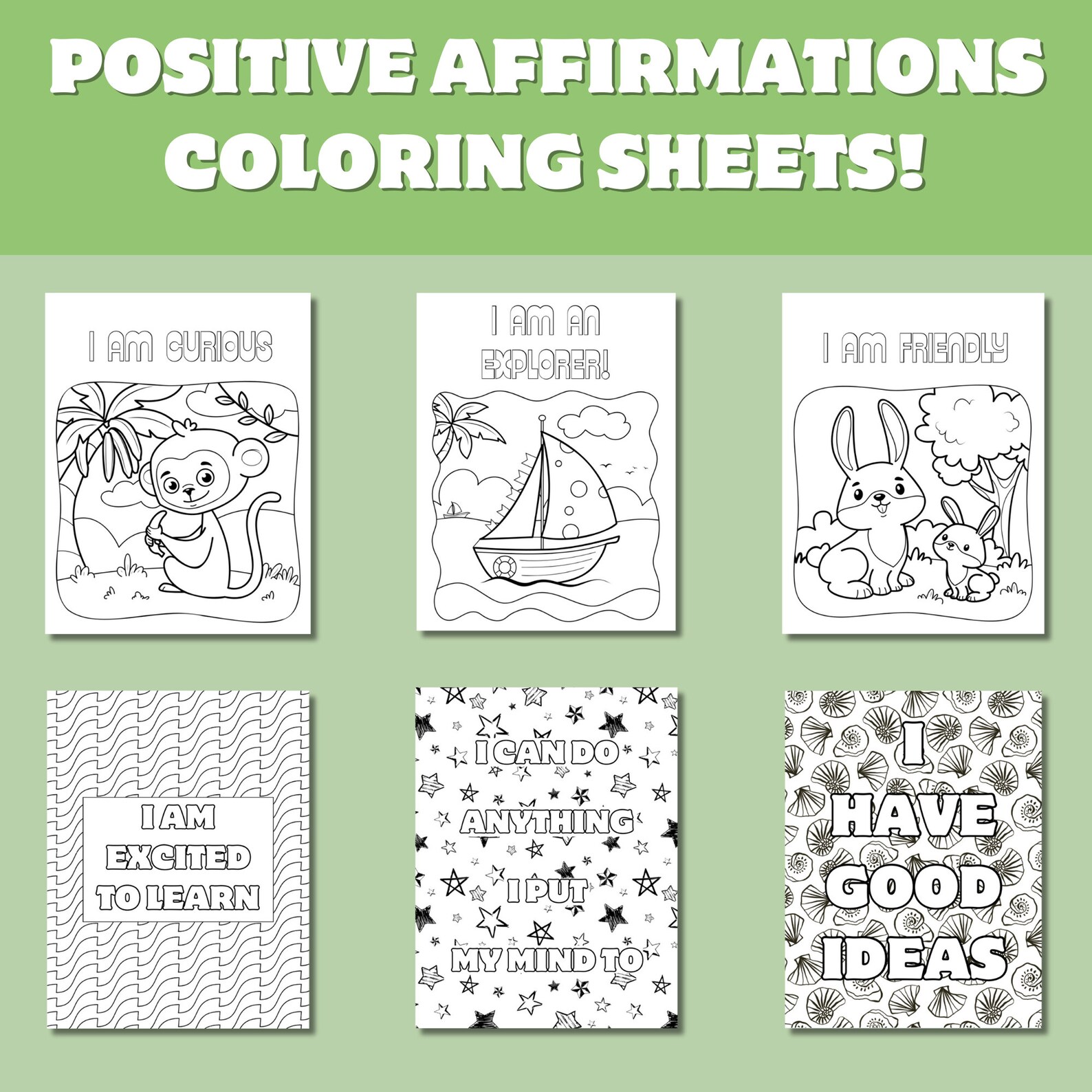 Positive Affirmations Coloring Sheets - 24 Positive Self-talk Coloring ...