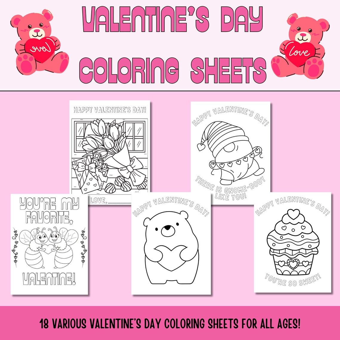 Valentine's Day Coloring Worksheets, Valentine PDF Coloring Pages ...