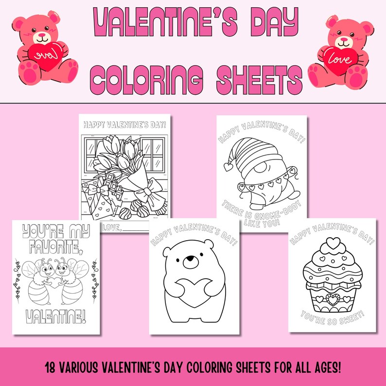 Valentine's Day Coloring Worksheets, Valentine PDF Coloring Pages ...
