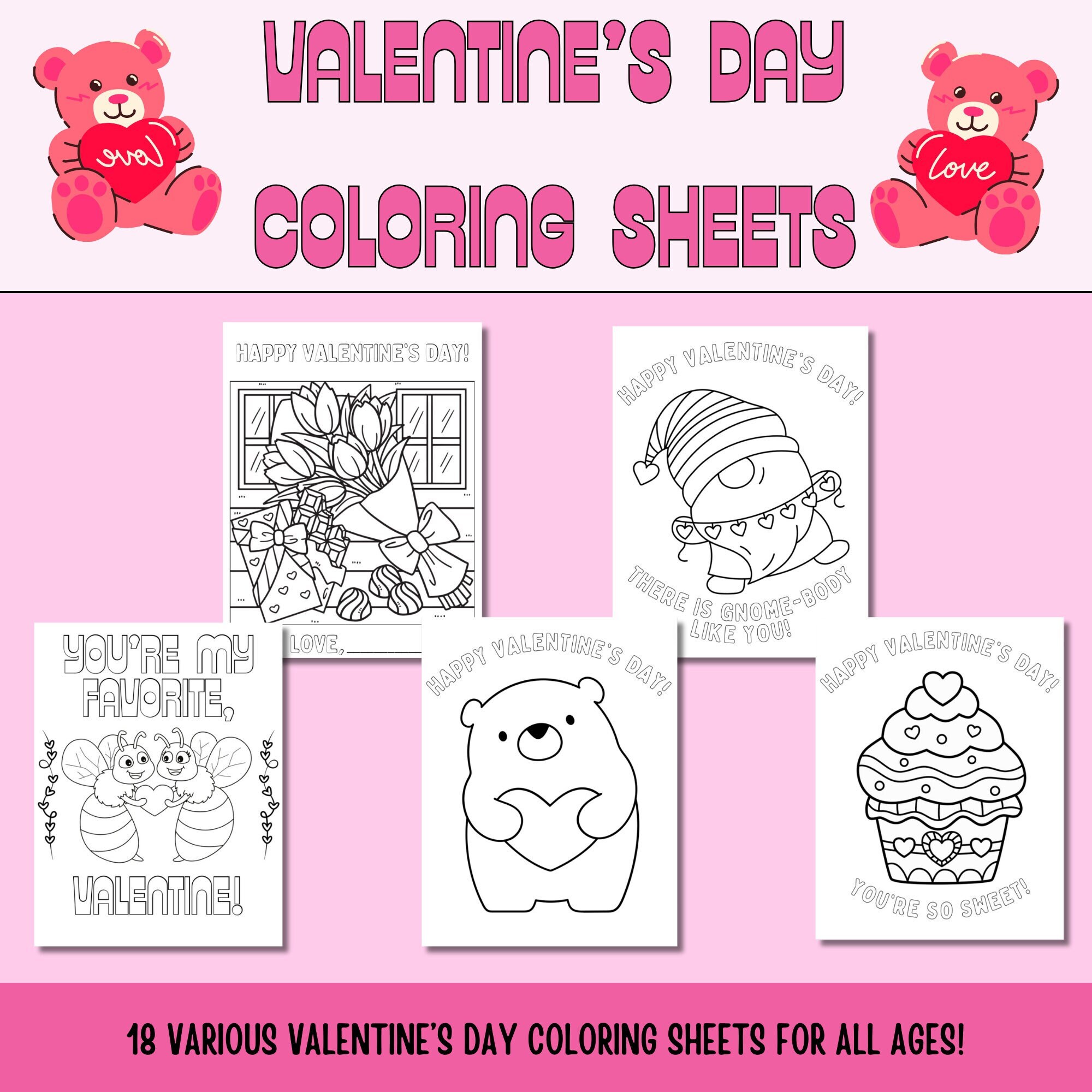 Valentine's Day Coloring Worksheets, Valentine PDF Coloring Pages ...