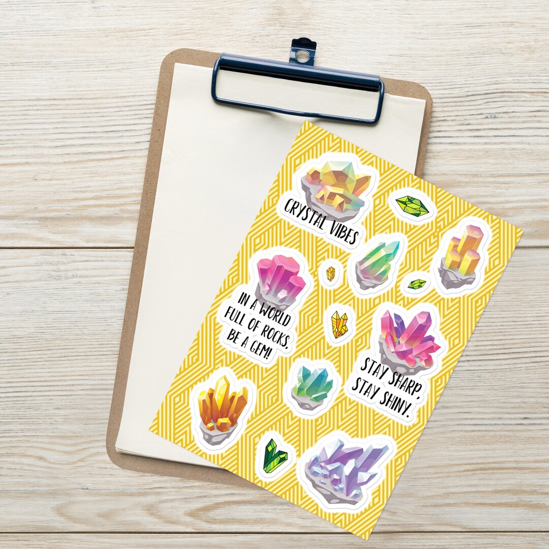 Crystal Gemstone Sticker Sheet, Crystal Gift Stickers, Crystal Healing ...