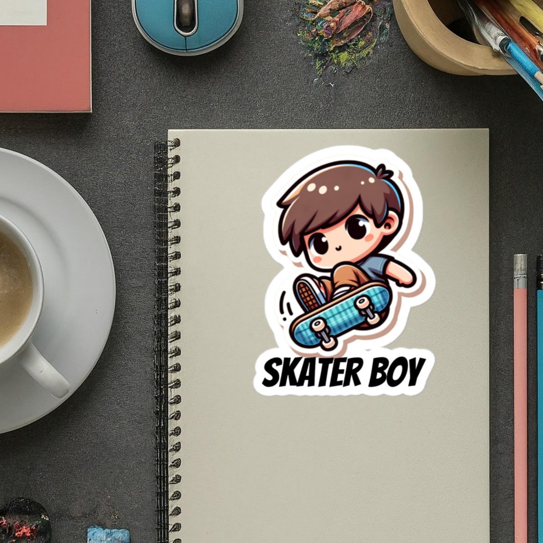 Skater Boy Sticker, Skater Decal, Skateboarding Fun Decal, Skating ...
