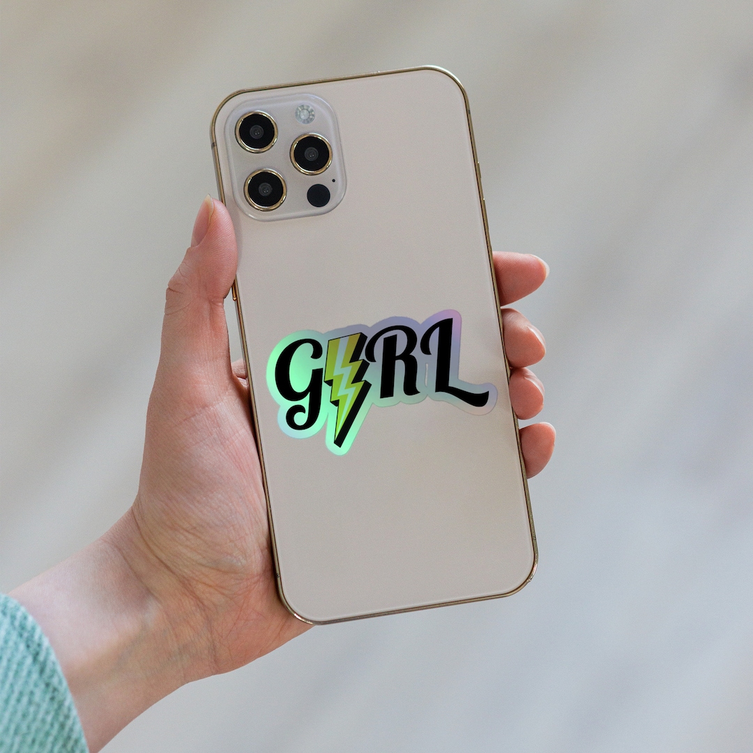 Holographic Stickers Lightning Bolt Girl Power Sticker, Girl Power Gift ...