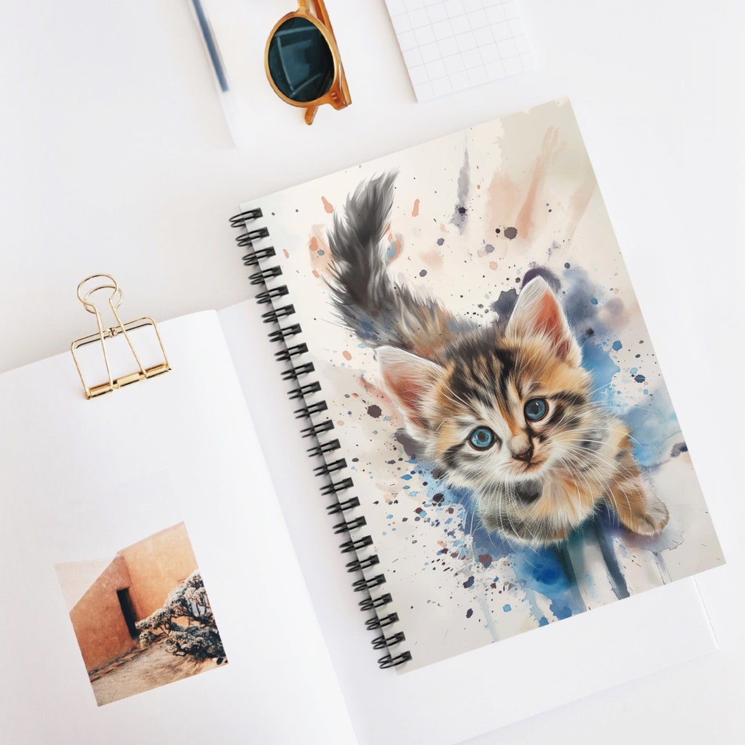 Original Unique Watercolor Kitten Spiral Notebook School Supplies ...