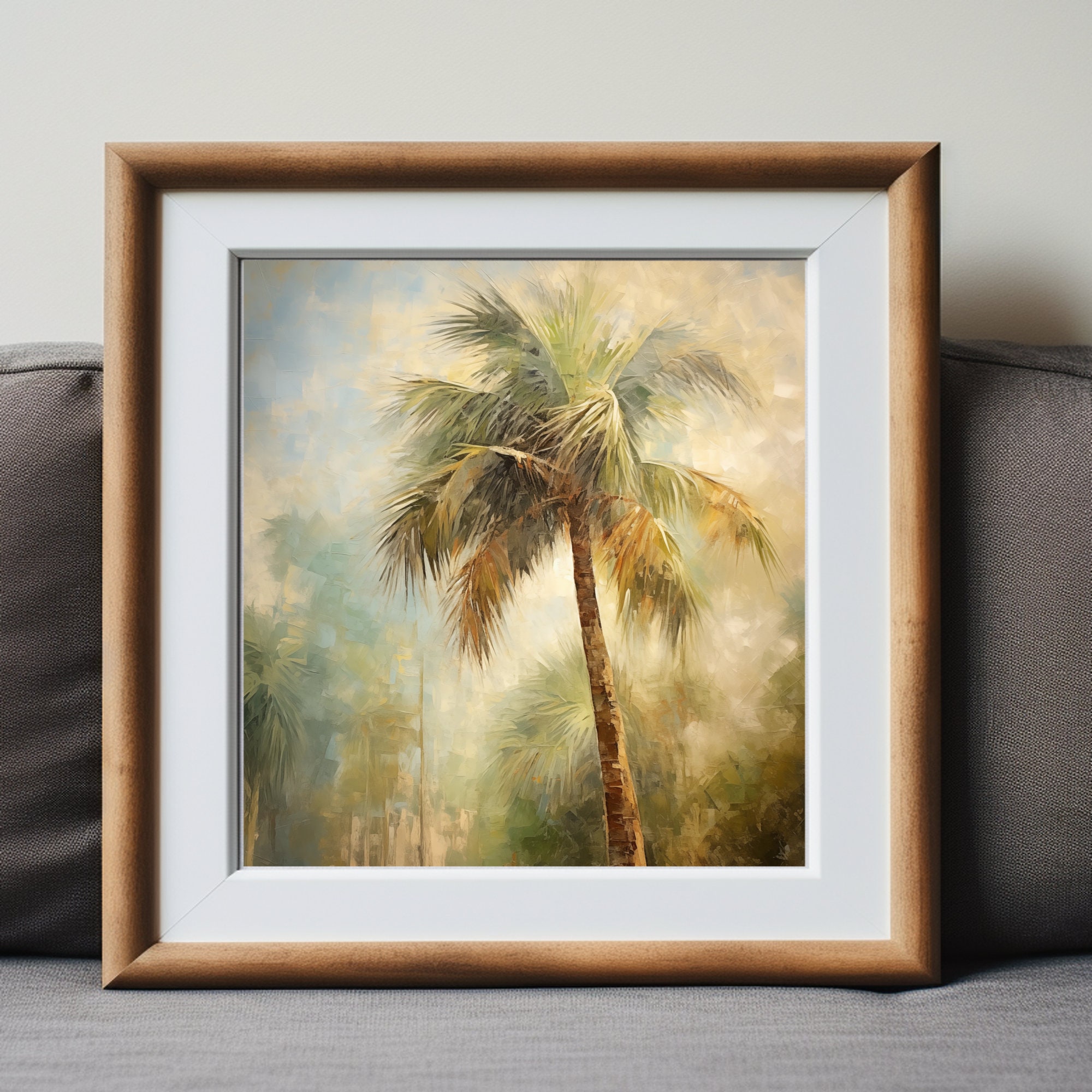 Printable Oil Painting Rustic Palm Tree Painting Vintage Tree Painting ...