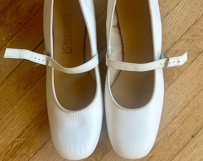 Vintage White Square Dancing Shoes - 8 - Etsy