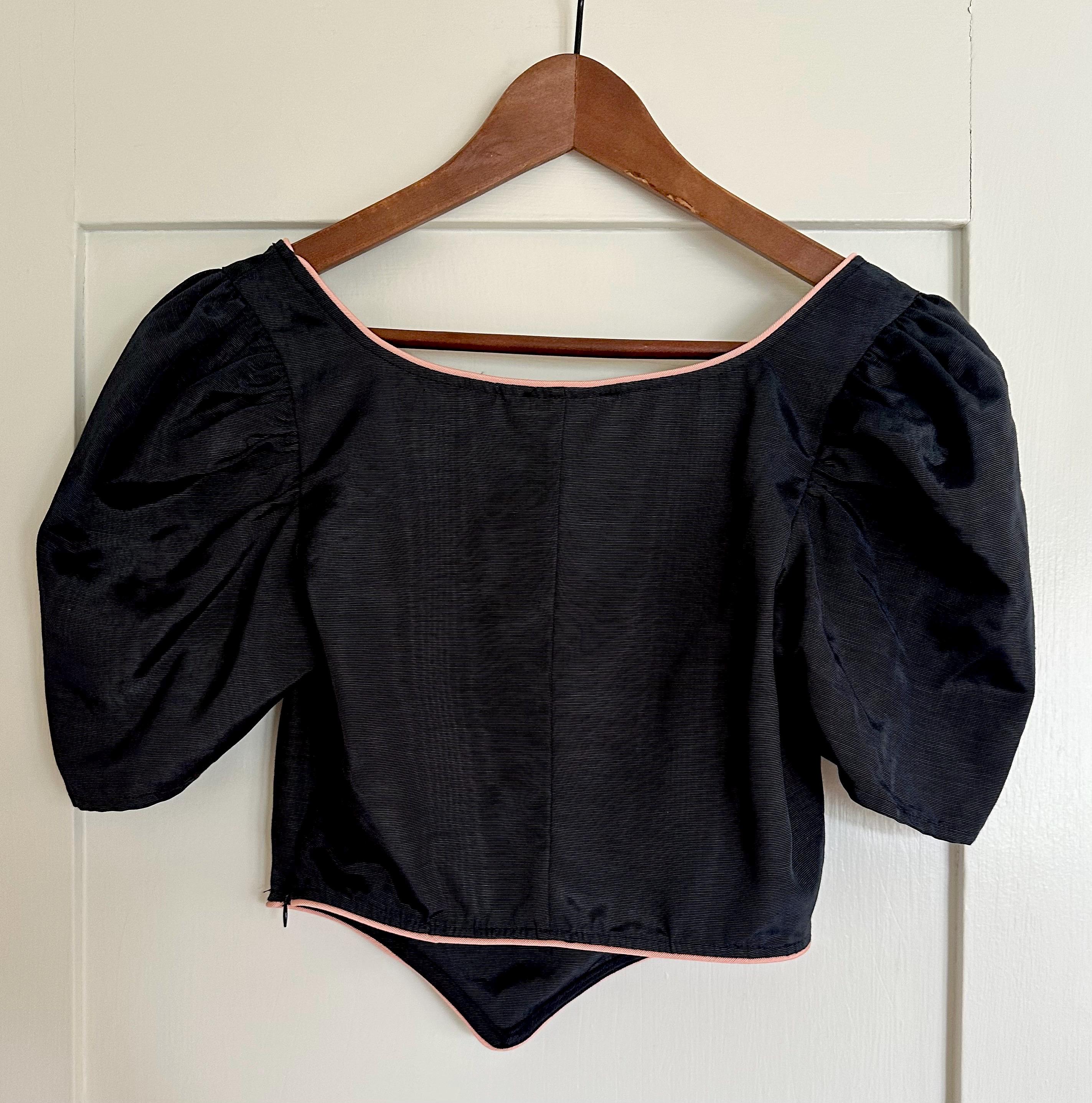 Black Moiré Batsheva Dirndl Blouse - Size 2 (extra Small) - Etsy