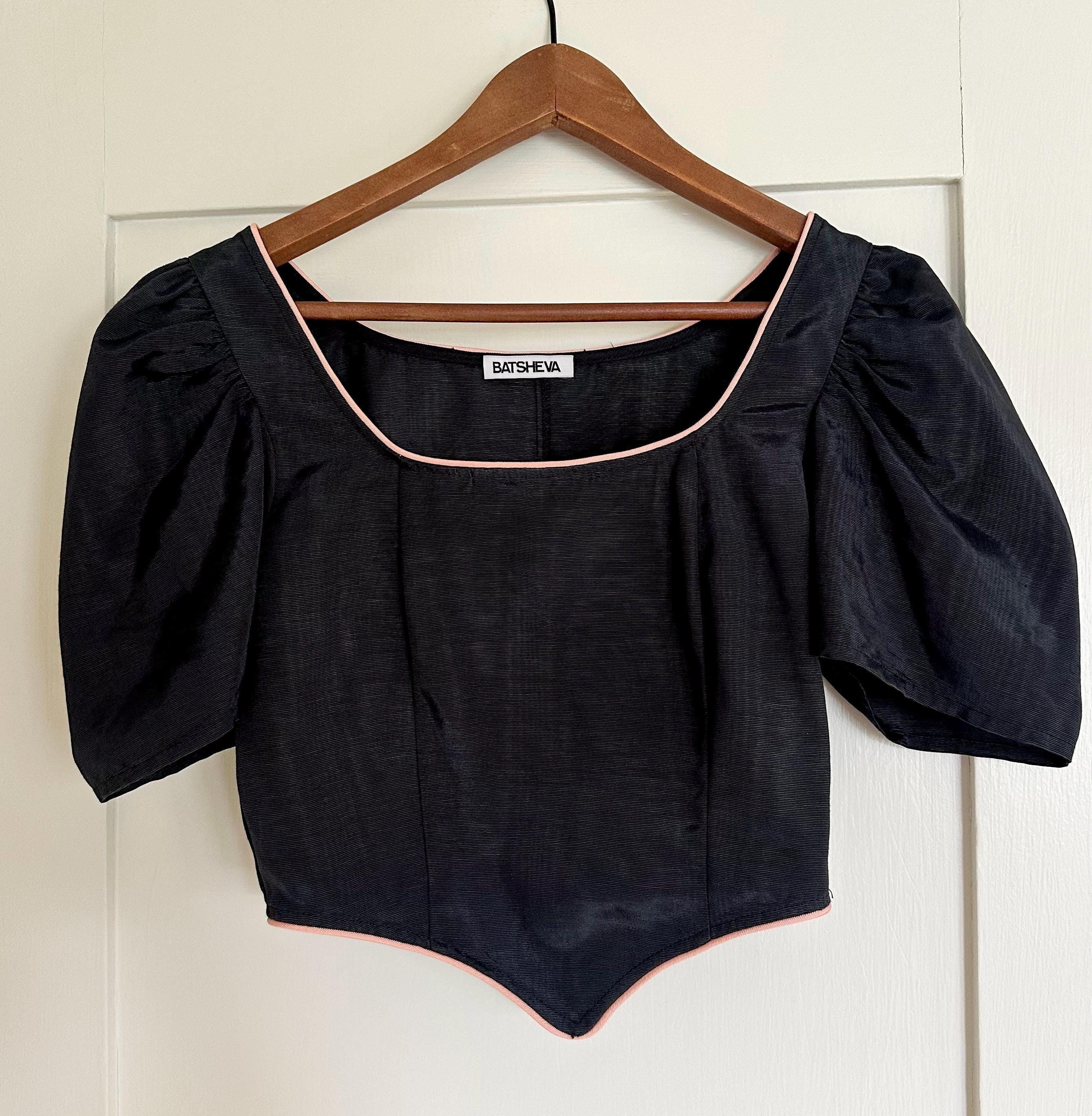 Black Moiré Batsheva Dirndl Blouse - Size 2 (extra Small) - Etsy