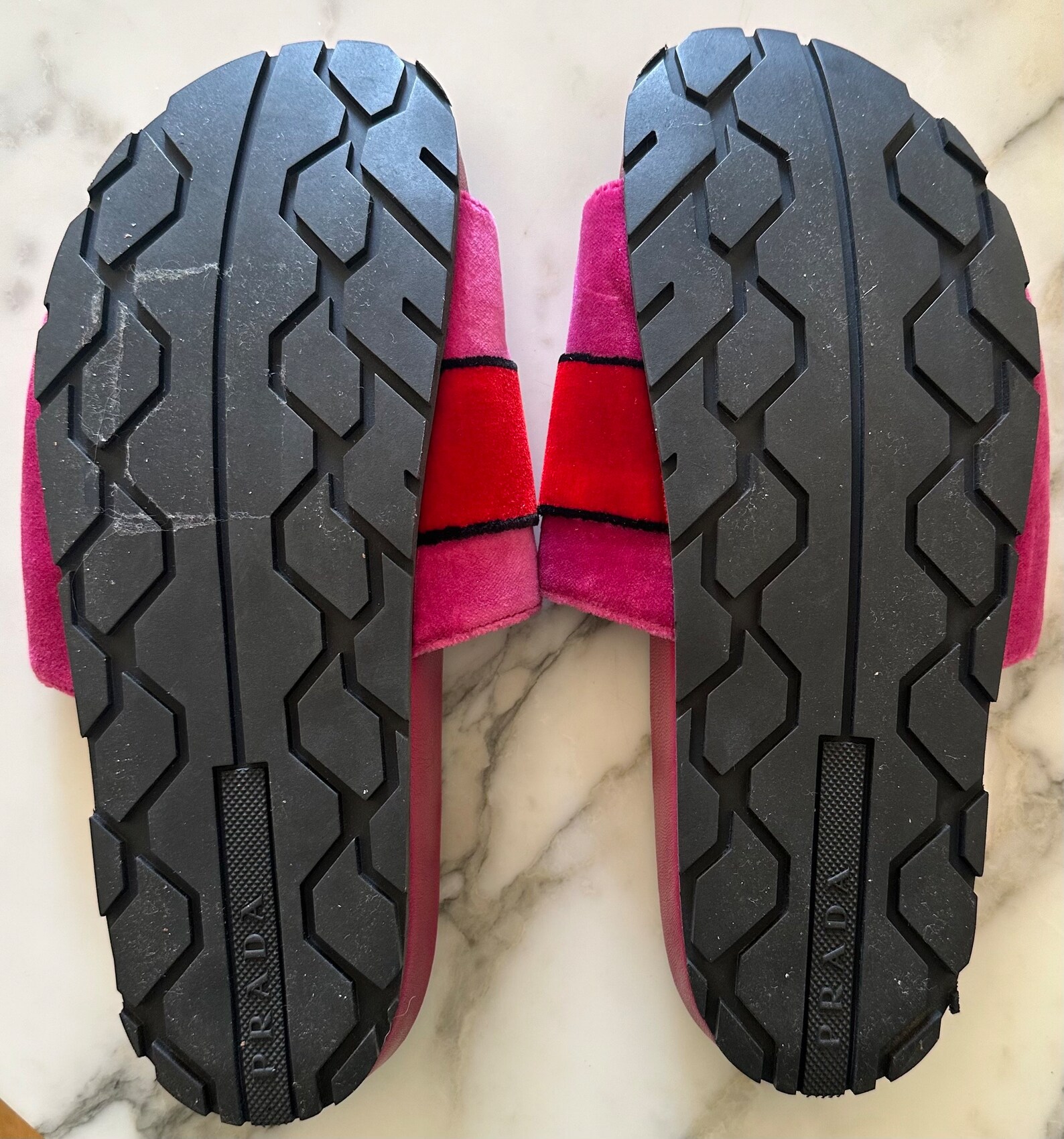 Prada Pink Velvet Slides IT 38 US 7.5 - Etsy