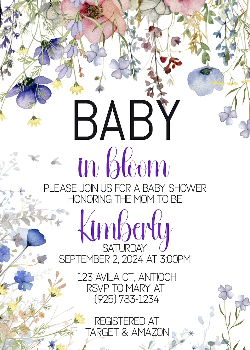 Wildflower Baby Shower Invitation - Etsy