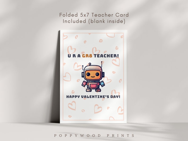 Robot Printable Valentine Cards for Kids - Instant Download Classroom ...