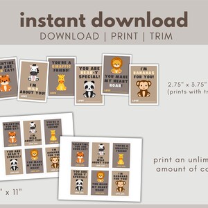 Safari Animals Printable Valentine Cards for Kids - Instant Download ...
