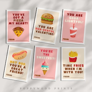 Yummy Food Printable Valentine Cards for Kids - Instant Download ...