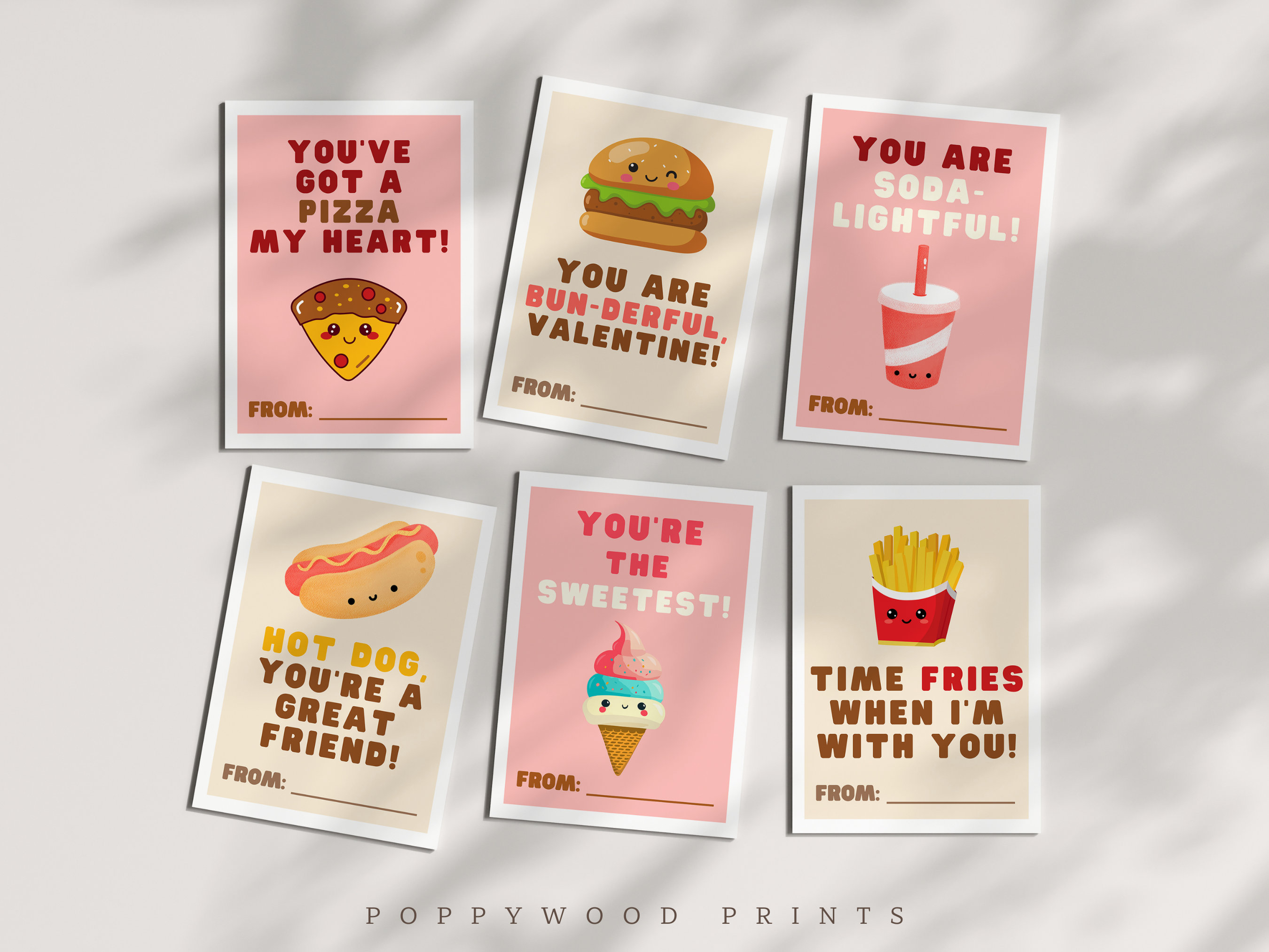 Yummy Food Printable Valentine Cards for Kids - Instant Download ...
