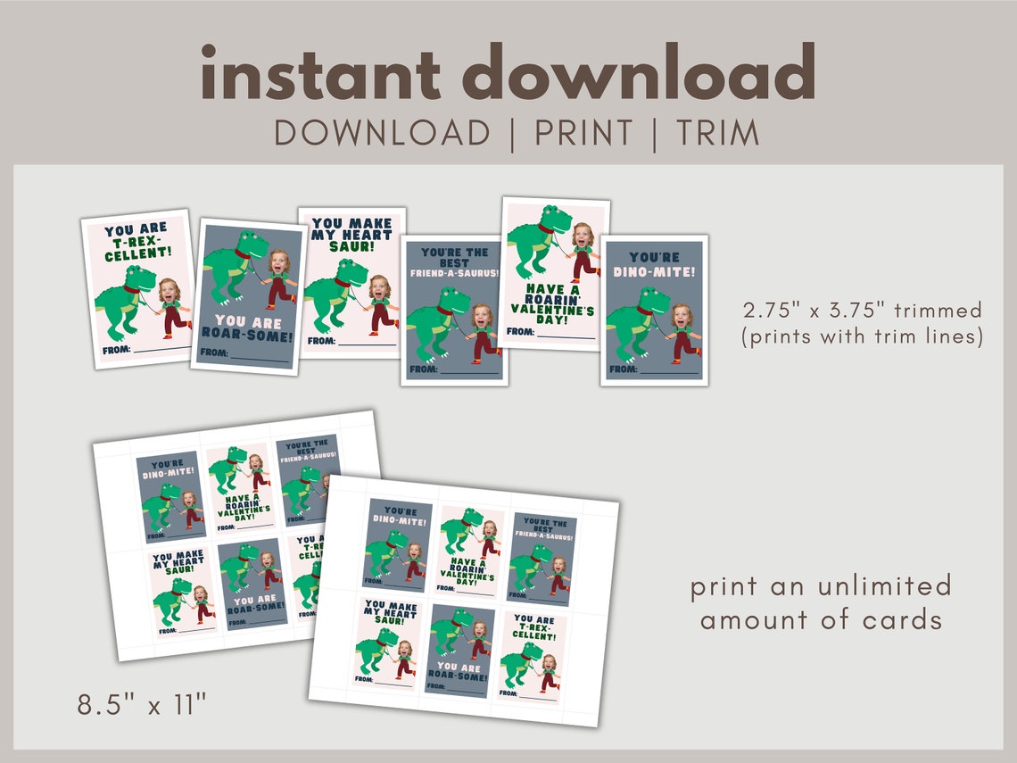 Personalized Custom Printable Valentine Cards for Kids - Instant ...