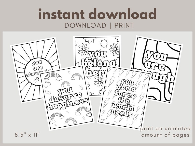 Self Love Printable Coloring Sheets - Coloring Pages for Adults Teens ...