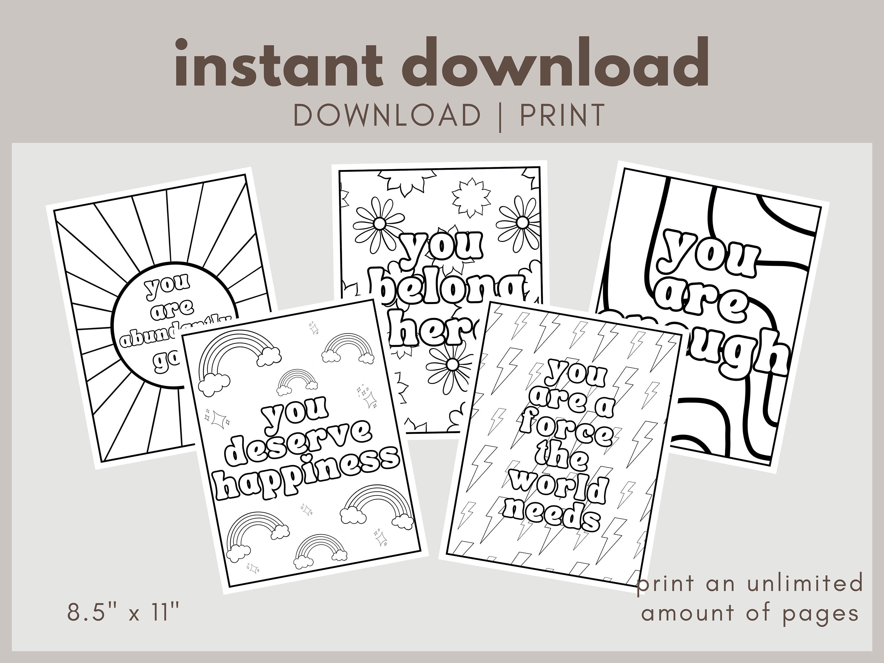 Self Love Printable Coloring Sheets - Coloring Pages for Adults Teens ...