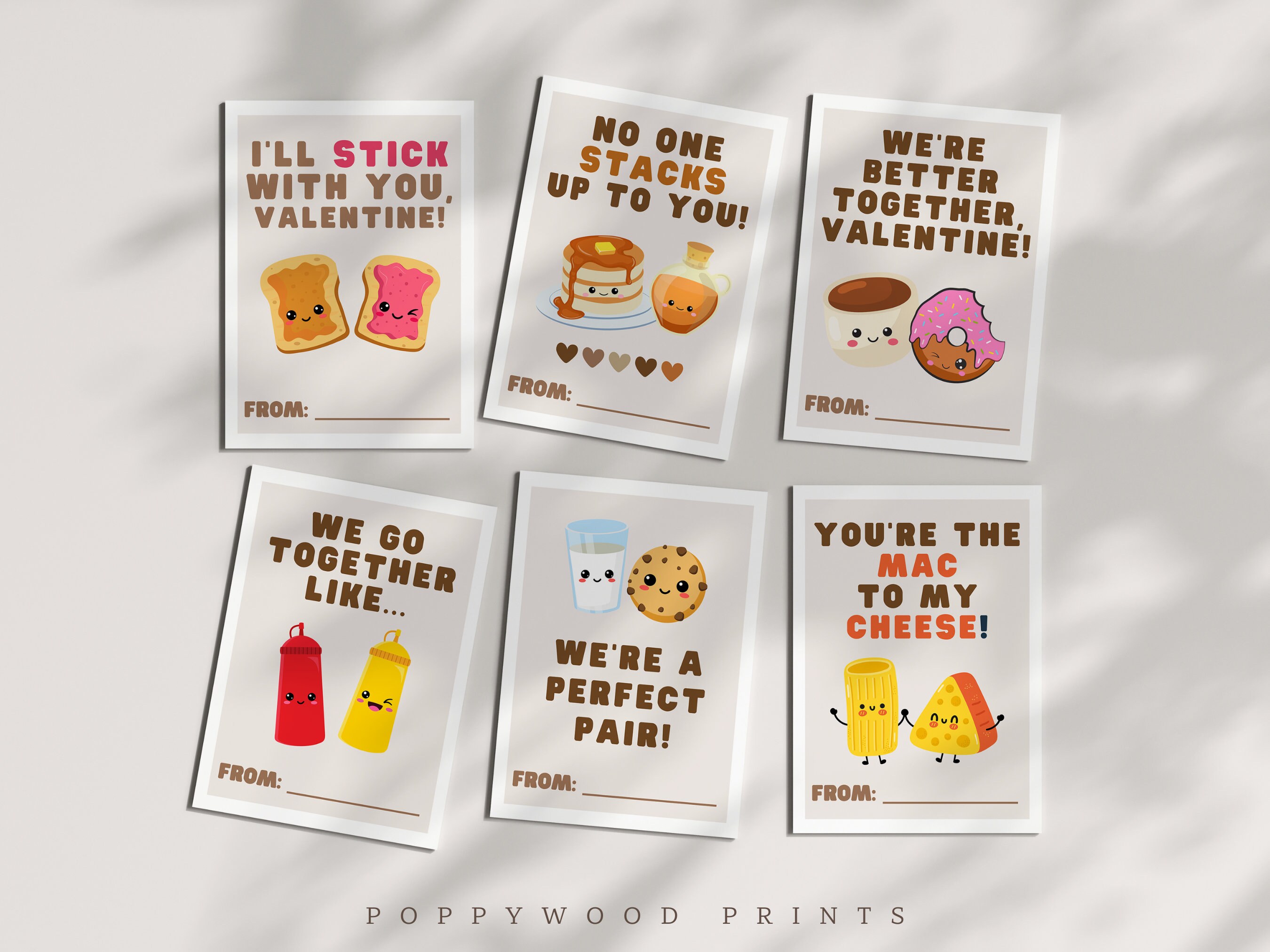 Food Pairs Printable Valentine Cards for Kids Instant Download ...