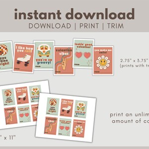 Retro Printable Valentine Cards for Kids Instant Download Classroom ...