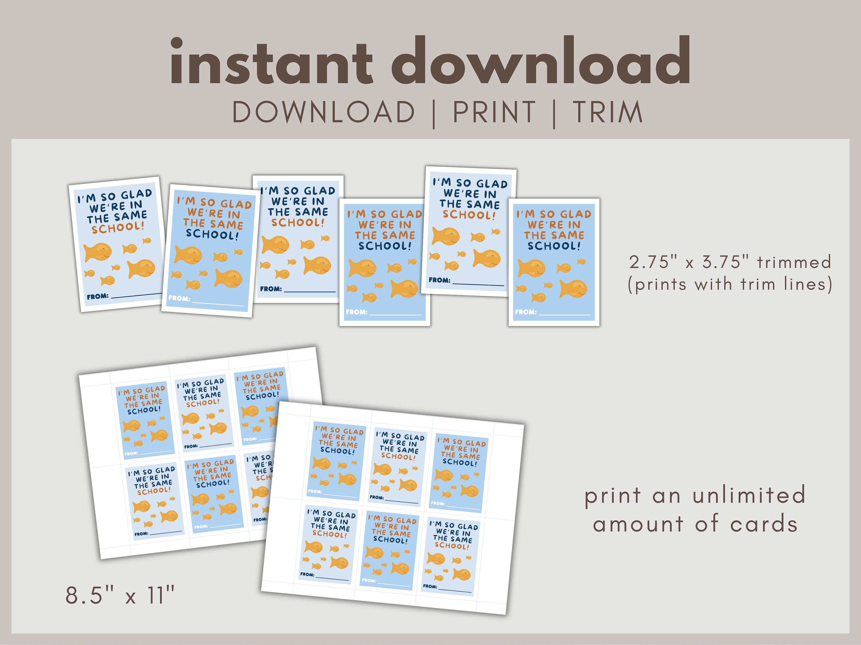 Goldfish Printable Valentine Cards for Kids - Instant Download ...