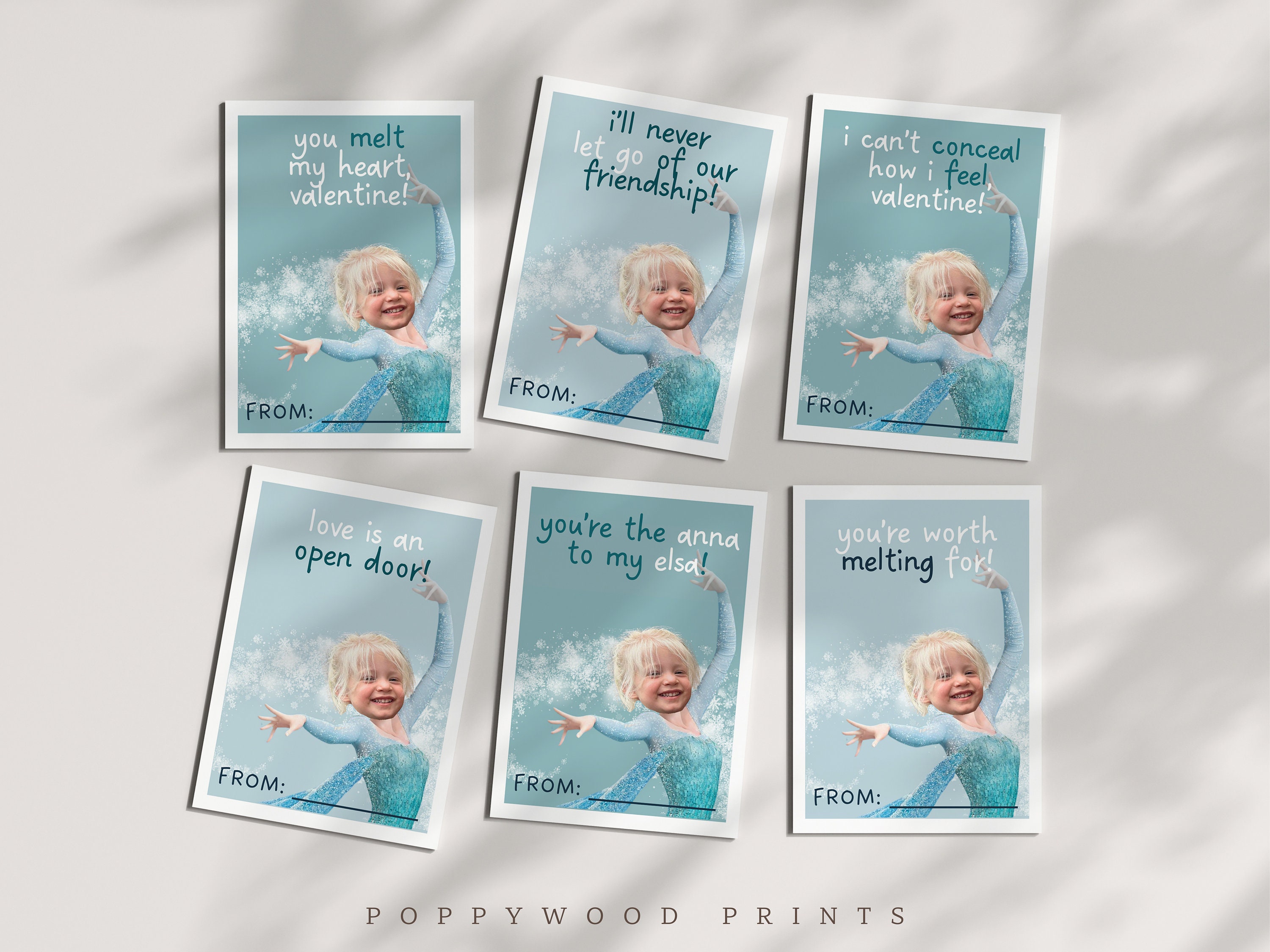 Personalized Frozen Elsa Custom Printable Valentine Cards for Kids ...