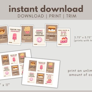 Sweet Treats Printable Valentine Cards for Kids - Instant Download ...